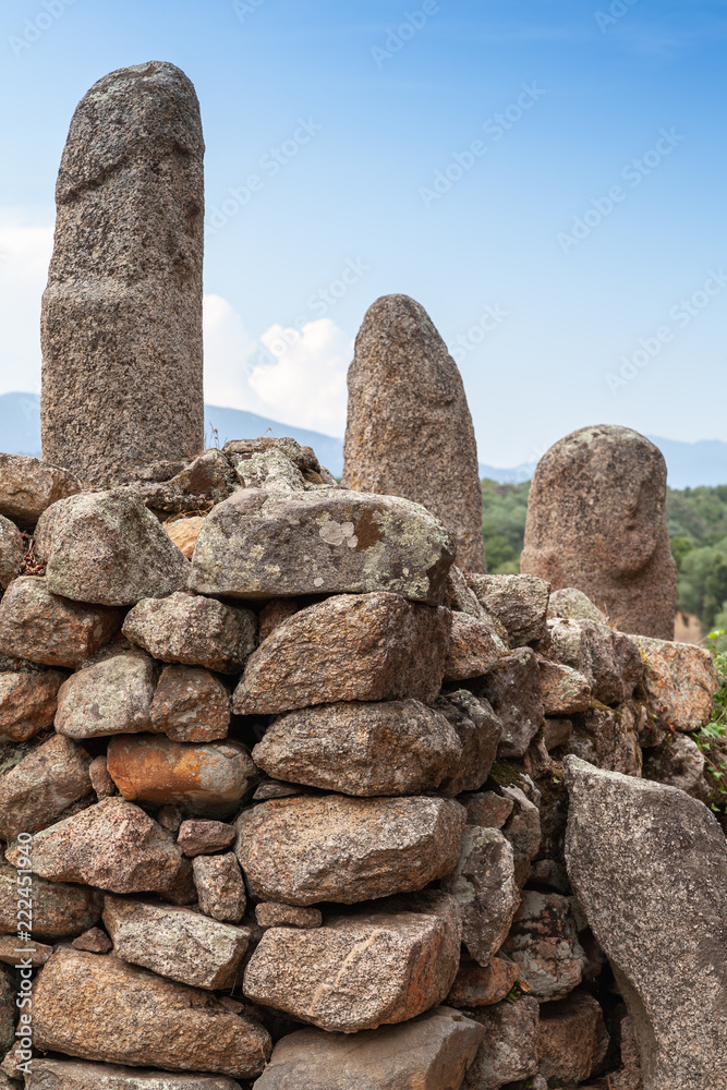 Menhirs. Prehistoric stone statues in Filitosa Stock Photo | Adobe Stock