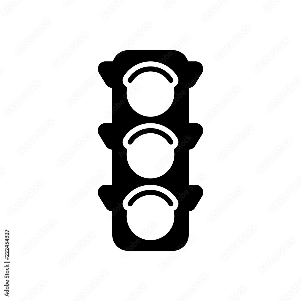 Traffic light icon. Black on white background Stock Vector | Adobe Stock
