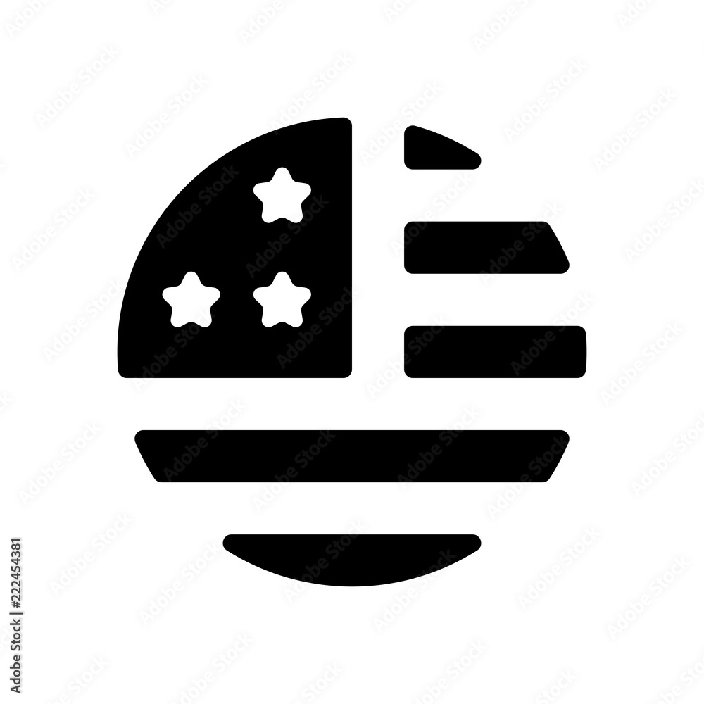 simple USA flag icon. Round shape. Black on white background Stock ...