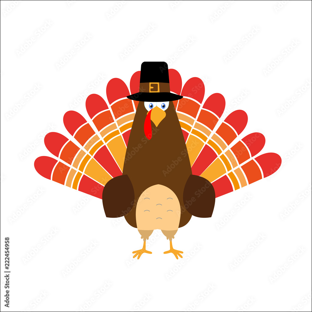 Cute Turkey Cartoon With Hat
