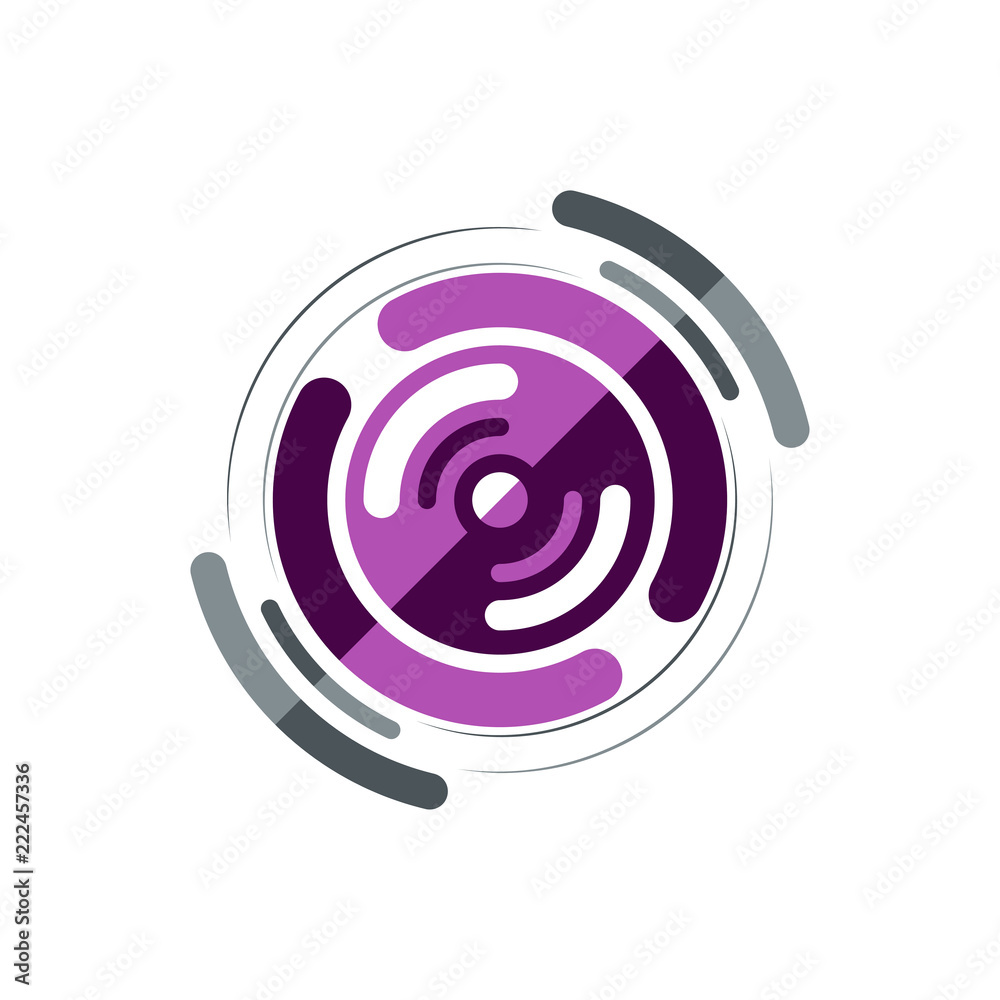 Abstract purple playing sub woofer, logo template. To shop of musical ...