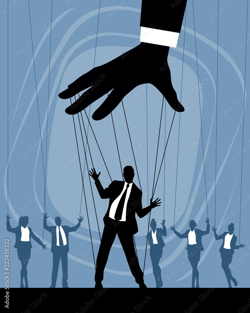 Silhouettes of business puppets Stock Vector | Adobe Stock