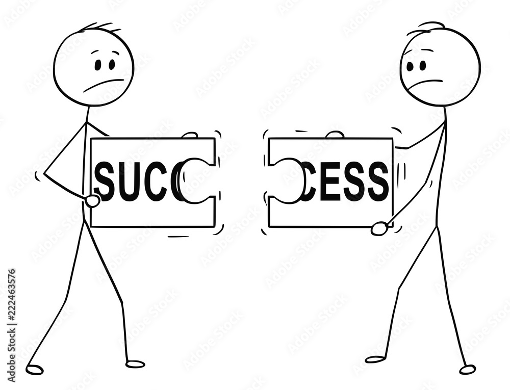 Cartoon stick man drawing conceptual illustration of two businessmen ...