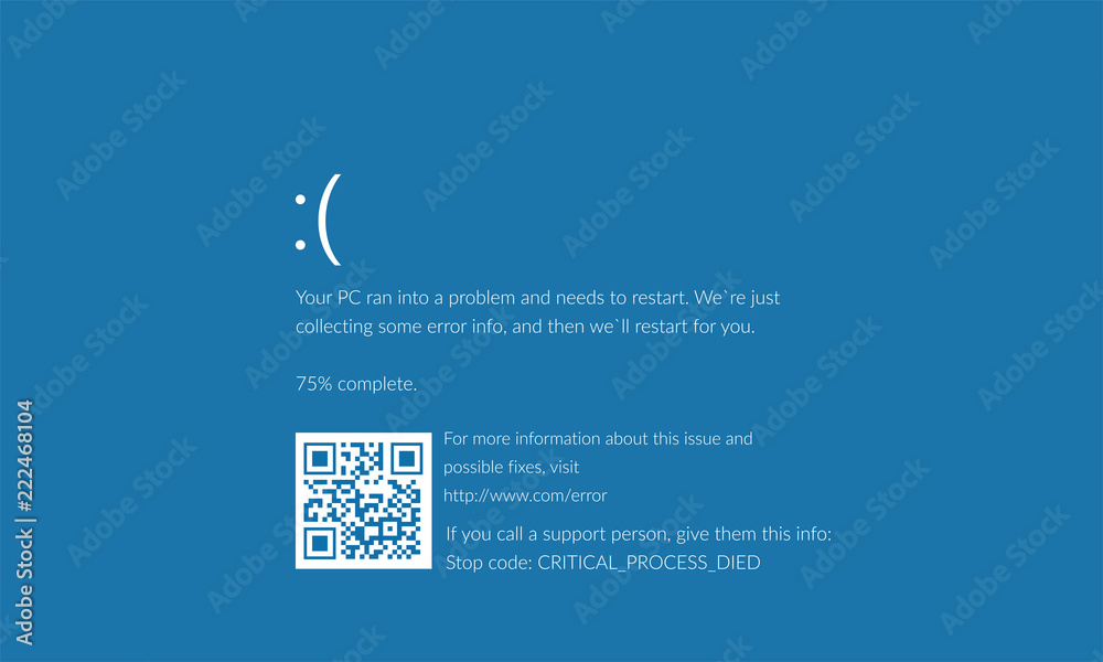 Blue Screen of Death (BSOD). System Crash Report Background. Vector ...