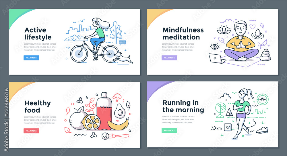 Healthy Habits Color Doodles Stock Vector | Adobe Stock