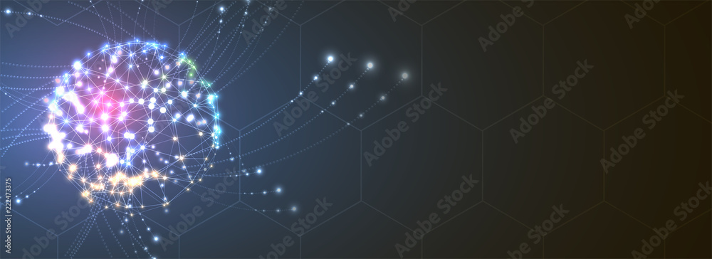 Artificial intelligence. Technology web background. Virtual concept ...