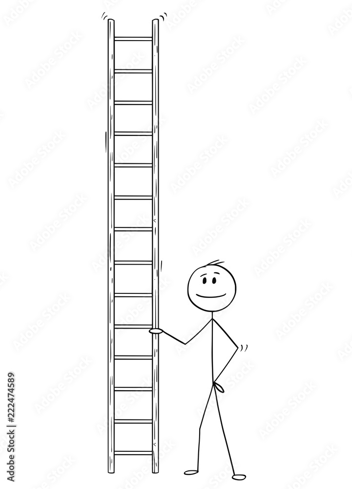 Cartoon stick drawing conceptual illustration of man or businessman ...