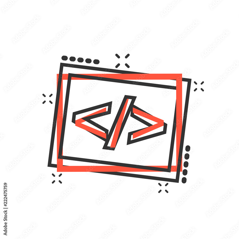 Vector cartoon open source icon in comic style. Api programming concept ...