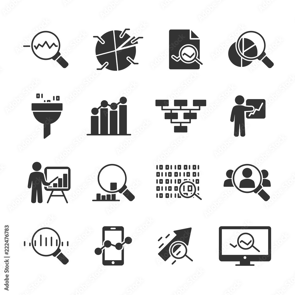 Vector image set of data analysis icons. Stock Vector | Adobe Stock