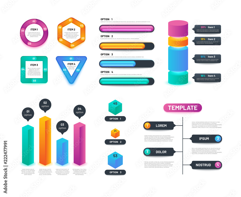 Infographic 3d template. Business charts, graphs and diagrams with ...
