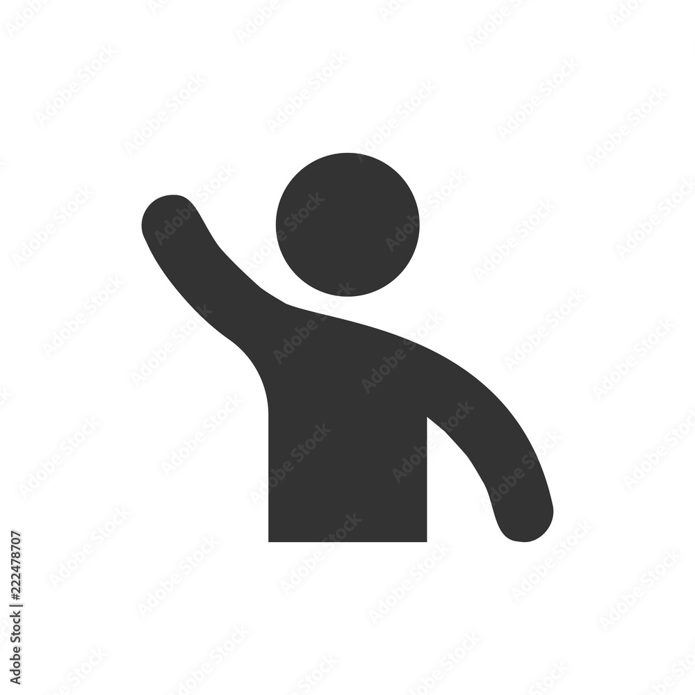 People greeting with hand up icon in flat style. Person gesture vector ...