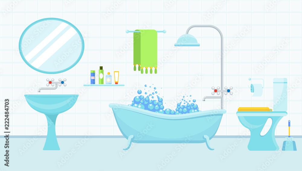 Vecteur Stock Interior of a bathroom with a toilet and accessories for ...