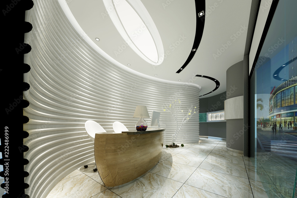 3d render of luxury hotel reception Stock Illustration | Adobe Stock