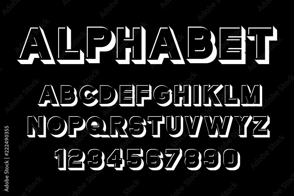 White of font and alphabet. Isolated on Black background Stock Vector ...