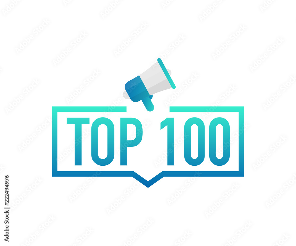 Top 100 - Top One hundred colorful label on white background. Vector ...