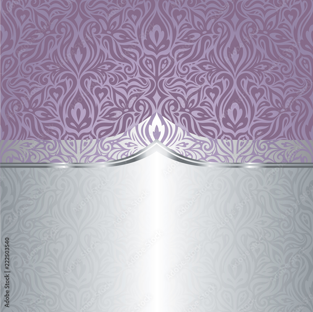 Wedding Floral violet silver vector holiday background design Stock ...
