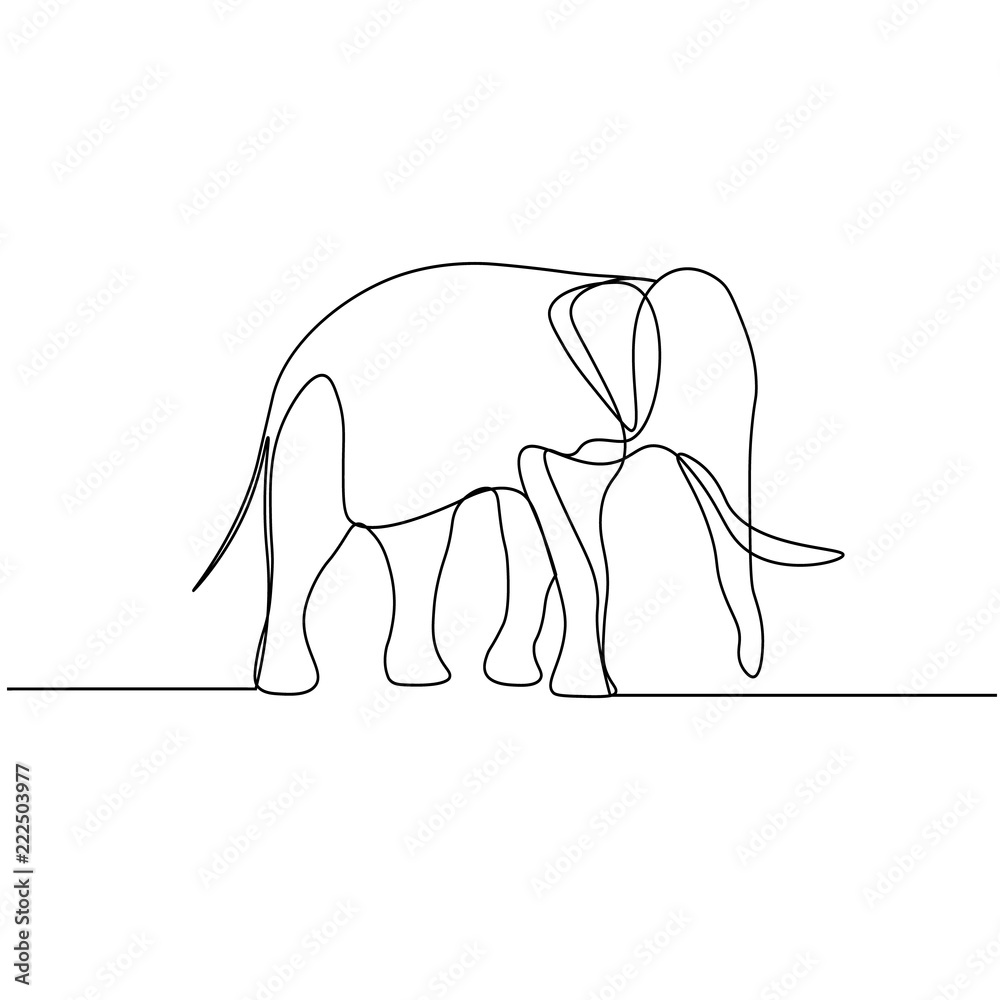 Continuous line drawing. Elephant symbol. Logo of the elephant. Vector ...