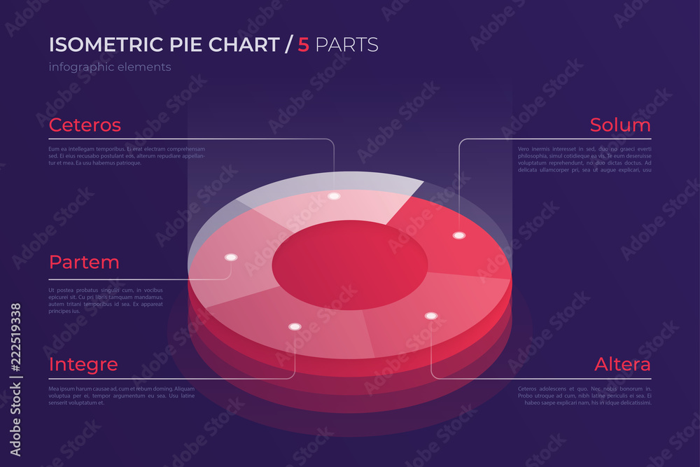 Vector isometric pie chart design, modern template for creating Stock ...