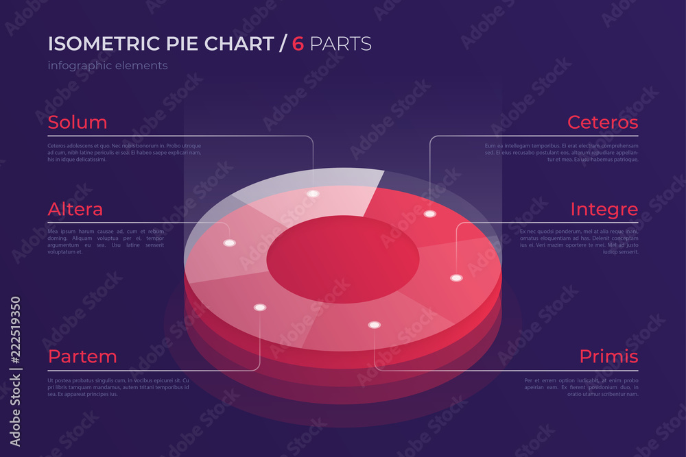 Vector isometric pie chart design, modern template for creating Stock ...