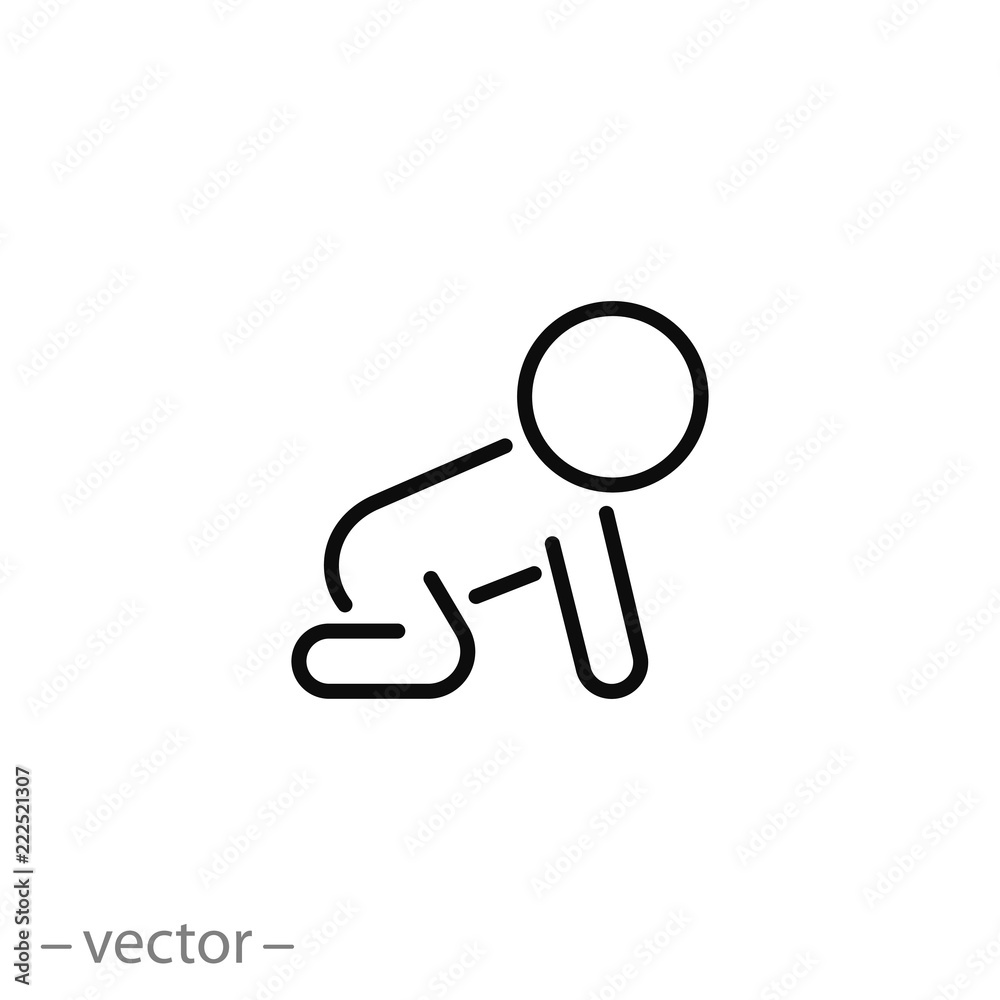 baby crawling icon, linear sign isolated on white background - editable ...