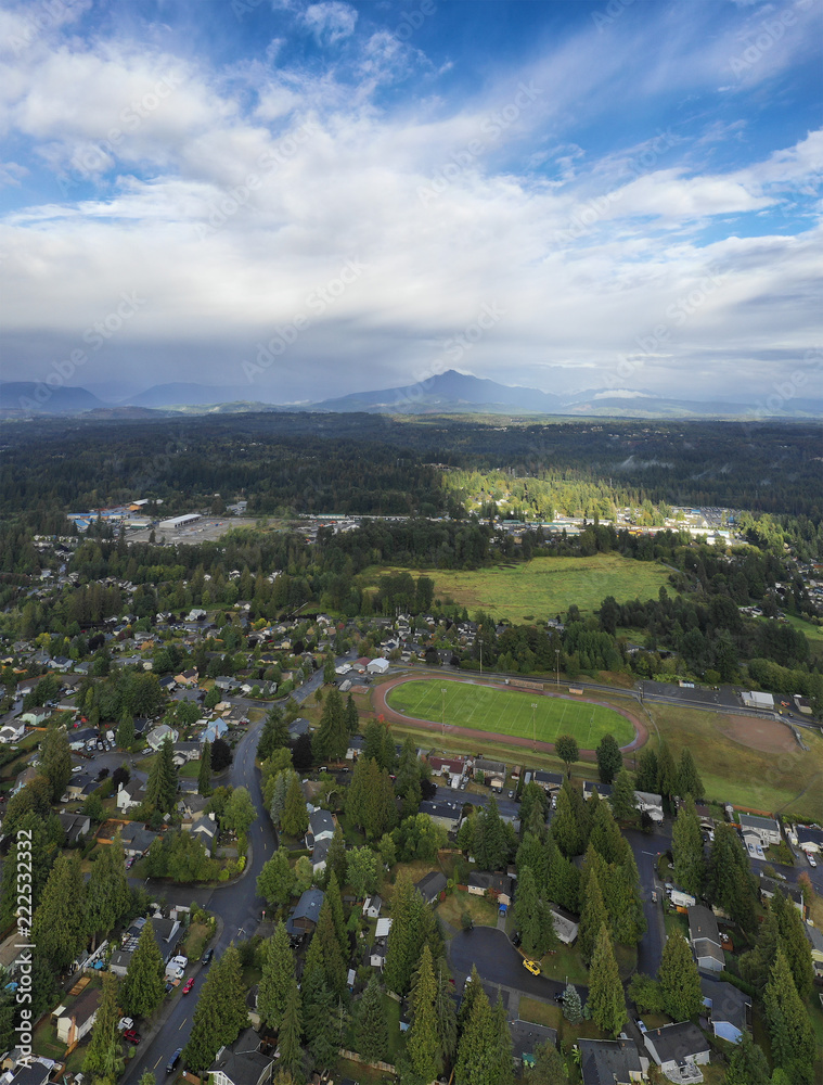 Mt. Pilchuck and lake stevens from the air Stock Photo | Adobe Stock
