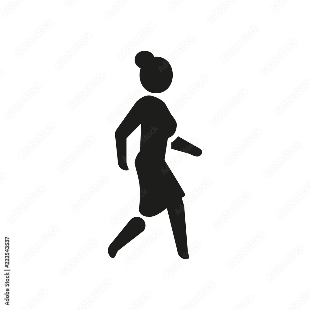 Woman icon walk. Lady black symbol. Vector illustration girl go Stock ...