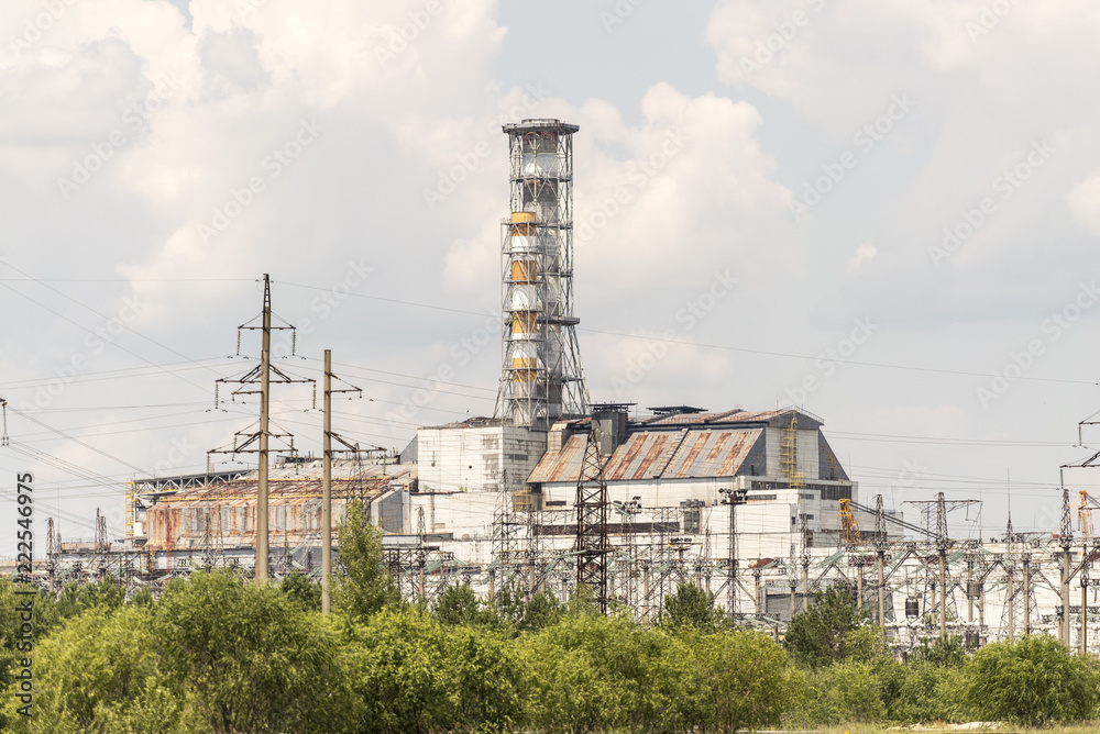 Chernobyl Reactor 4 close up with old sarcophagus Stock Photo | Adobe Stock