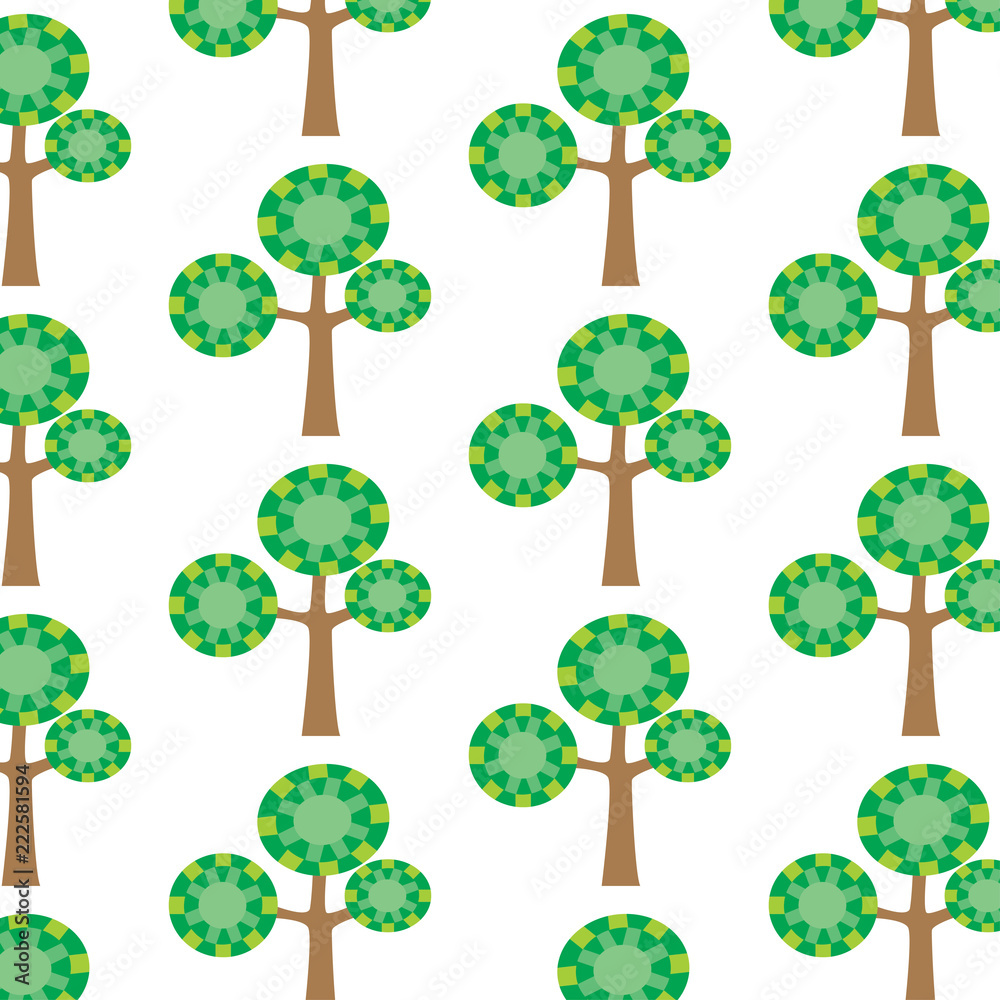 Cartoon tree seamless pattern. Tree vector illustration. Tree vector ...