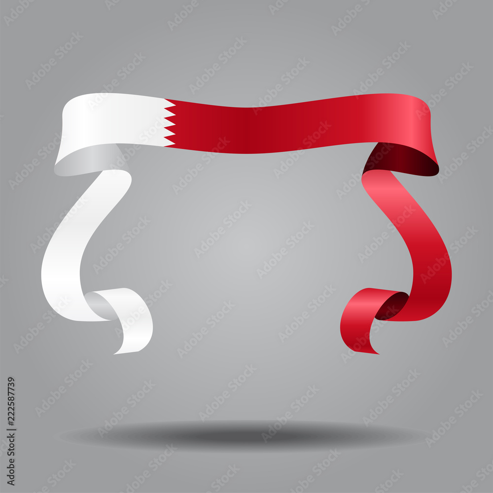 Bahrain flag wavy ribbon background. Vector illustration. Stock Vector ...