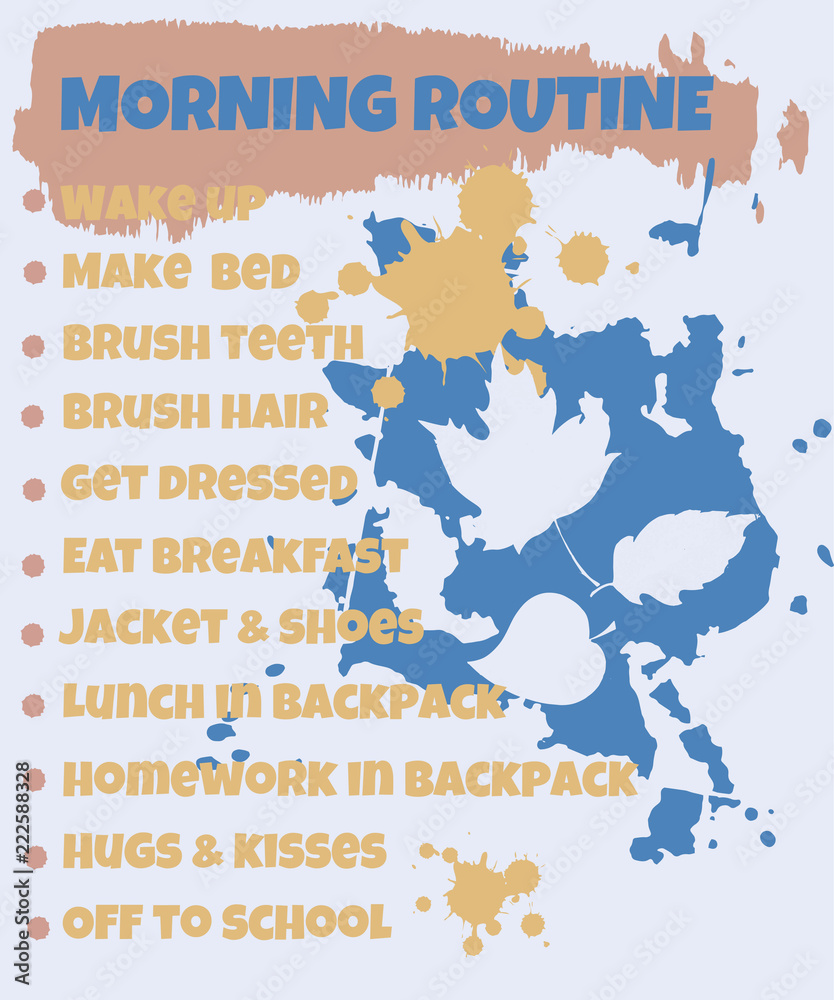 Pupil's morning routine. Back to school theme. A beautifully designed ...