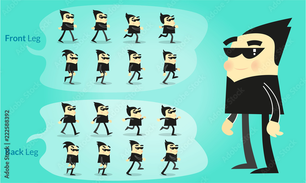 Vecteur Stock Spy or Business Man Cartoon Character in vector flat ...