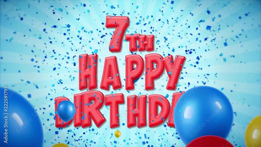14. 7th Happy Birthday Red Text Appears on Confetti Popper Explosions ...