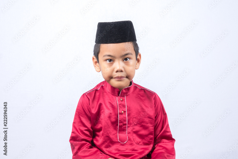 Potrait of young asian muslim boy/girl isolated on white background ...
