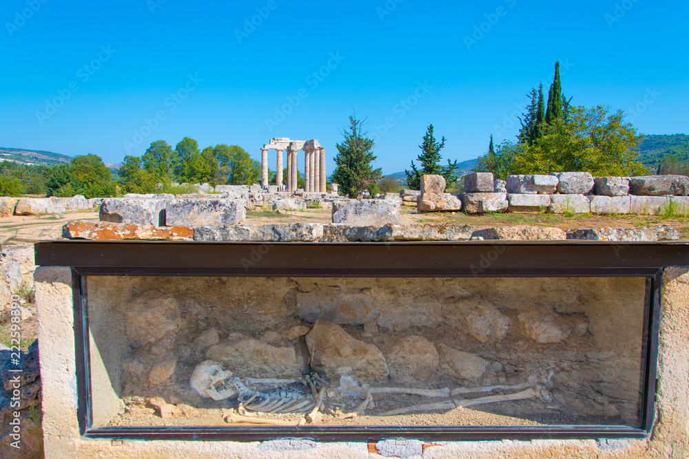 Archaeological site of Nemea in Greece. A skeleton of a woman aged more ...