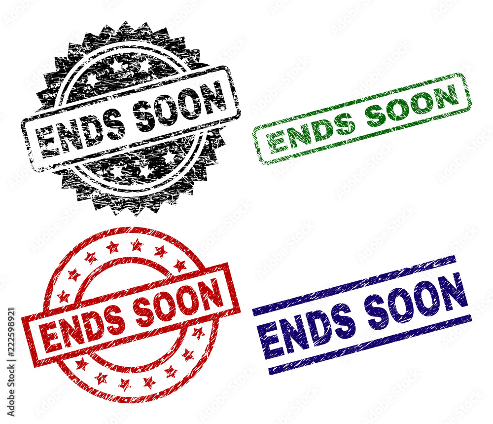 ENDS SOON seal prints with damaged style. Black, green,red,blue vector ...