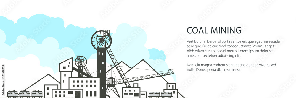 Coal Mine Banner, Complex Industrial Facilities with Spoil Tip and with ...