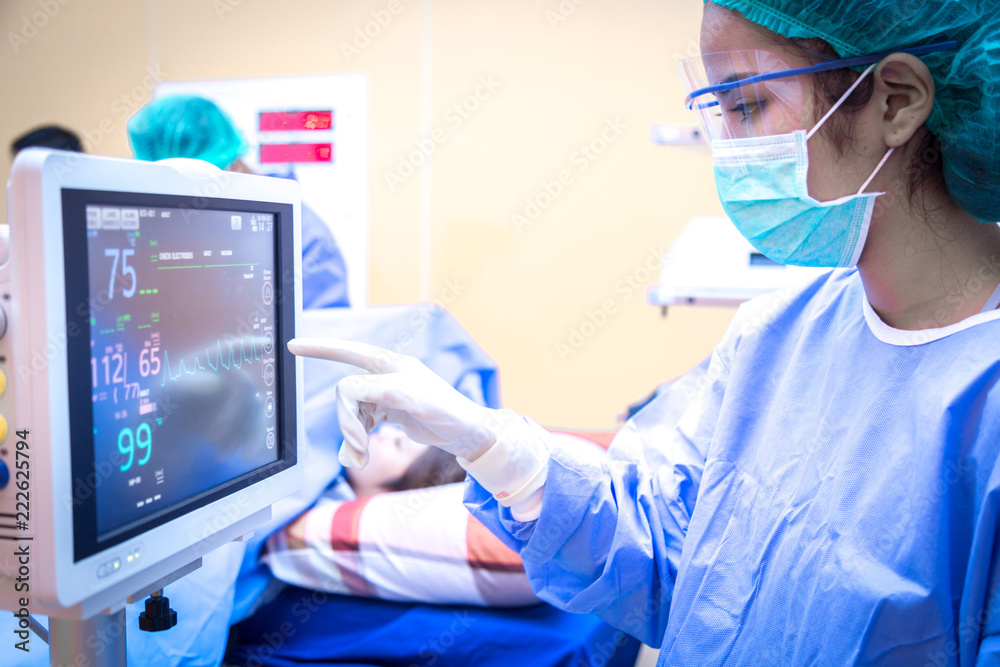 Female surgeon using monitor in operating room. Stock Photo | Adobe Stock