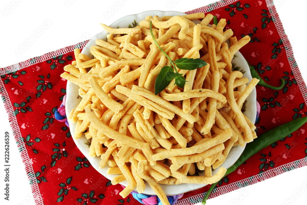 traditional indian gujrati tea time snack food bhavnagri ganthia fry ...