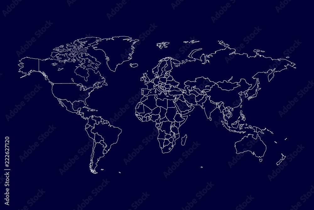 World map vector. Contour of world map Stock Vector | Adobe Stock
