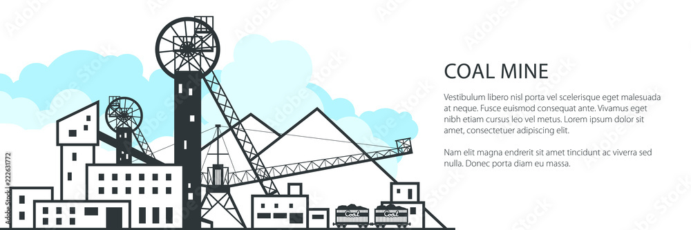 Mine Banner, Complex Industrial Facilities with Spoil Tip and with Rail ...