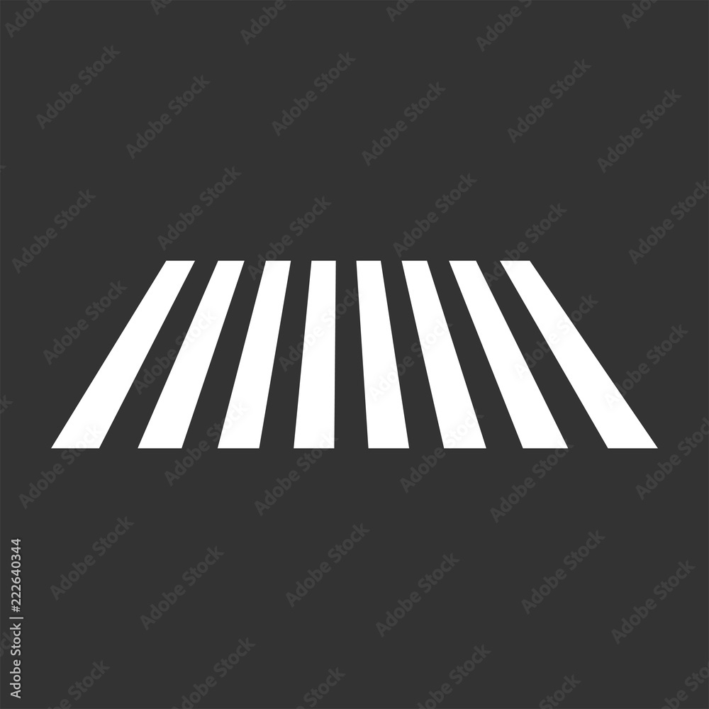 Crosswalk flat vector icon. White stripes on black background Stock ...