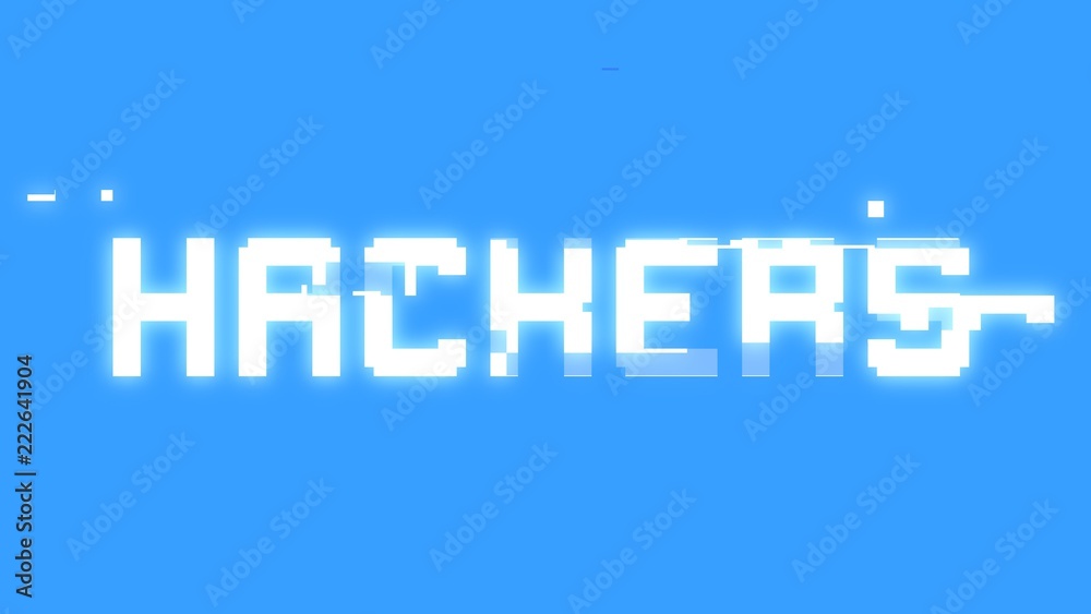 A big text message on a light blue screen with a heavy distortion ...