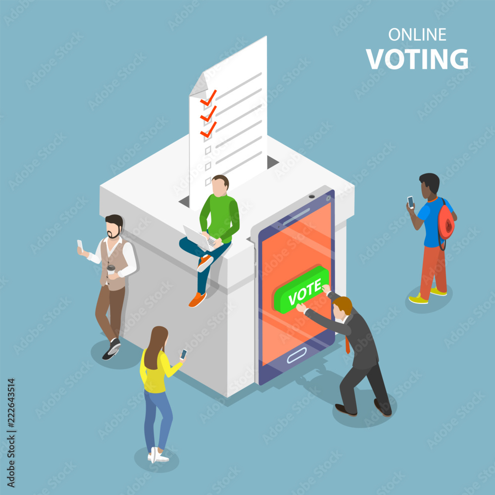 Flat isometric vector concept voting online, e-voting, election ...