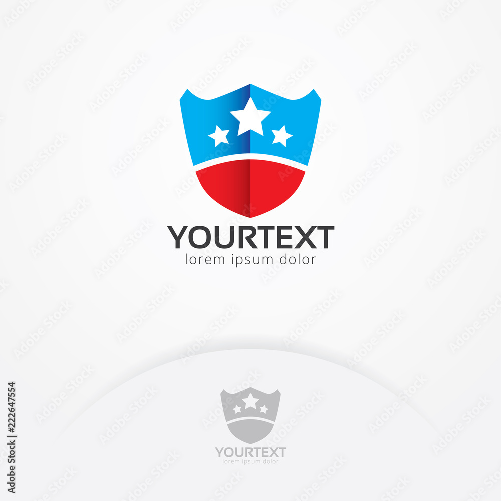 Stars shield logo. Vector logo of shield with star symbol, Security and ...