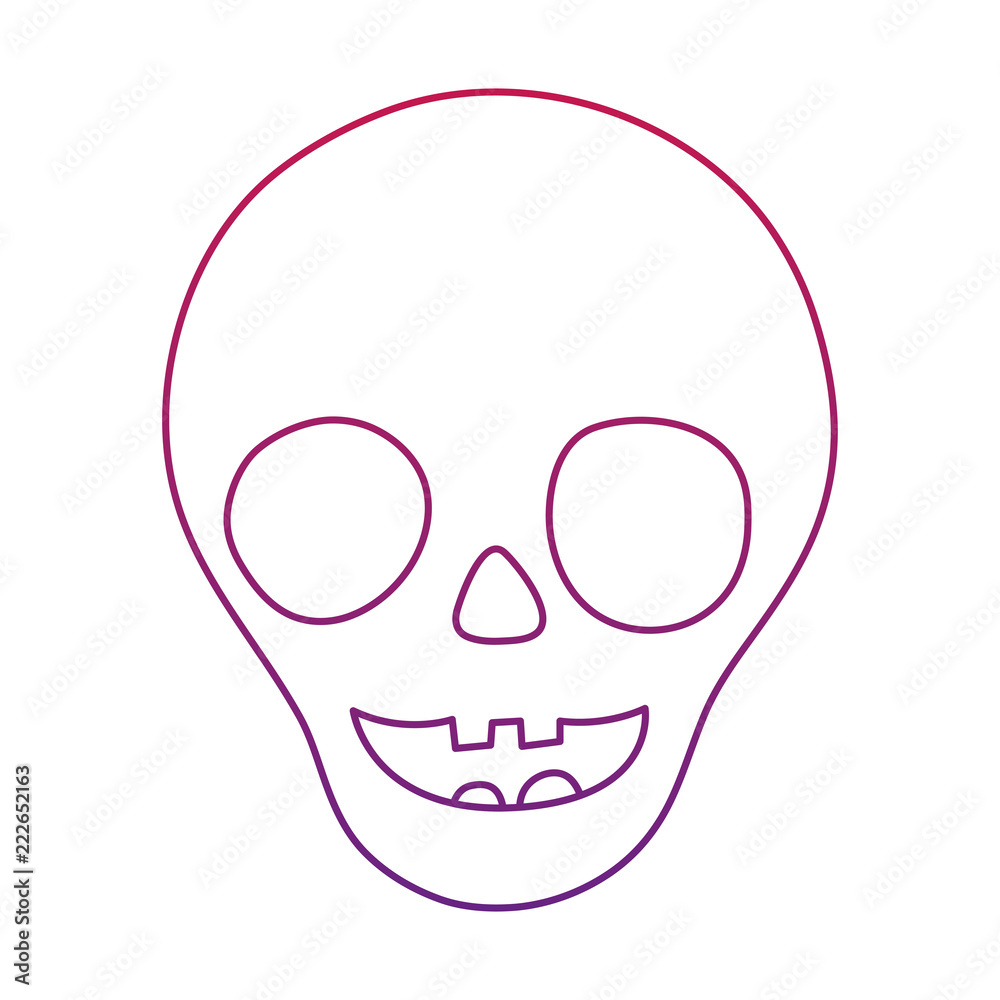 degraded outline funny skull decoration hallooween event Stock Vector ...
