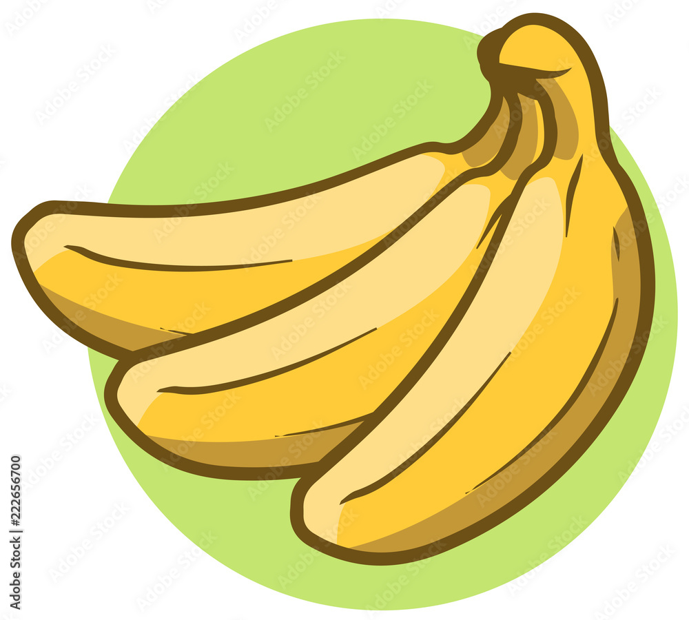 Cartoon yellow branch of three bananas Stock Vector | Adobe Stock