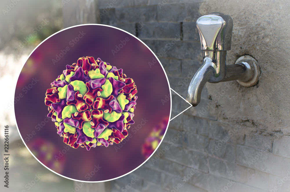 Safety of drinking water concept, composite 3D illustration showing ...