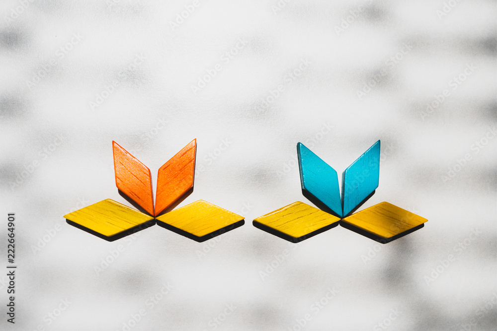 Tangram puzzle flower shape use for education and creative concept ...