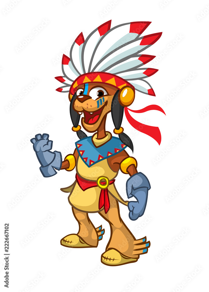Cartoon native american indian character. Illustration clipart Stock ...