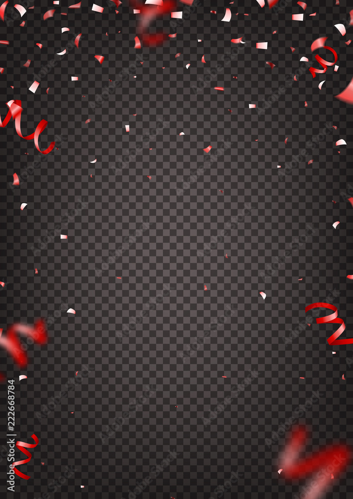 Red confetti isolated on transparent background. Vector illustration ...